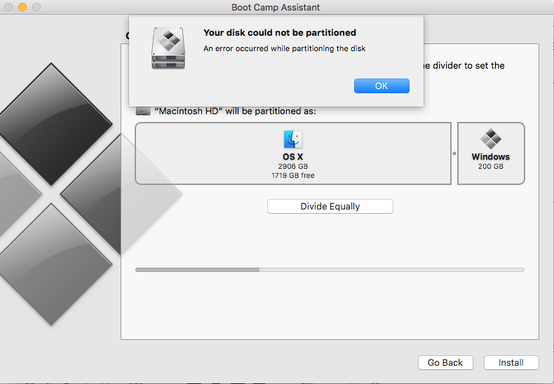 Partitioning Error in Boot Camp - Apple Community