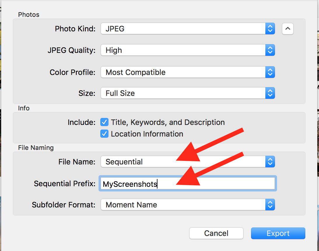 When exporting from PHOTOS, how do I chan… - Apple Community