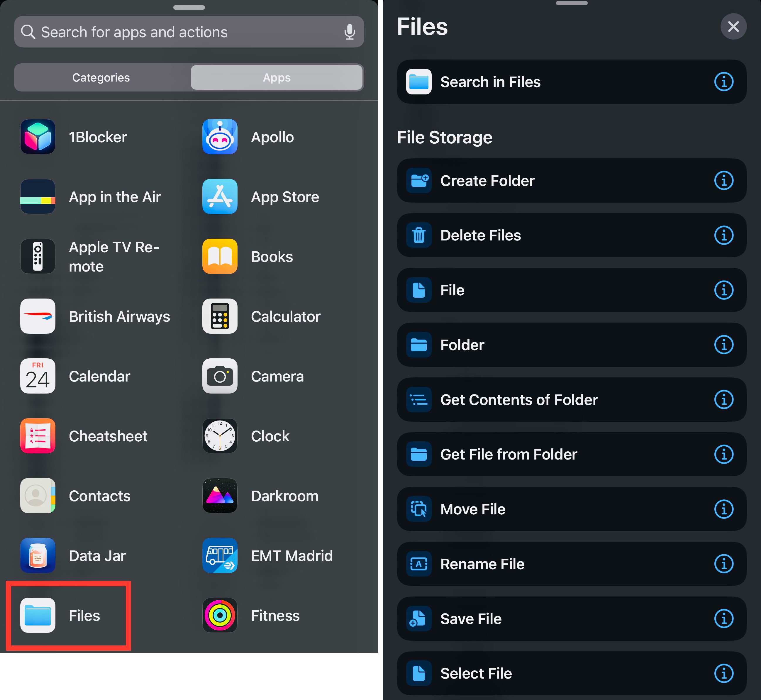 Where is the “Get File” action in shortcu… - Apple Community