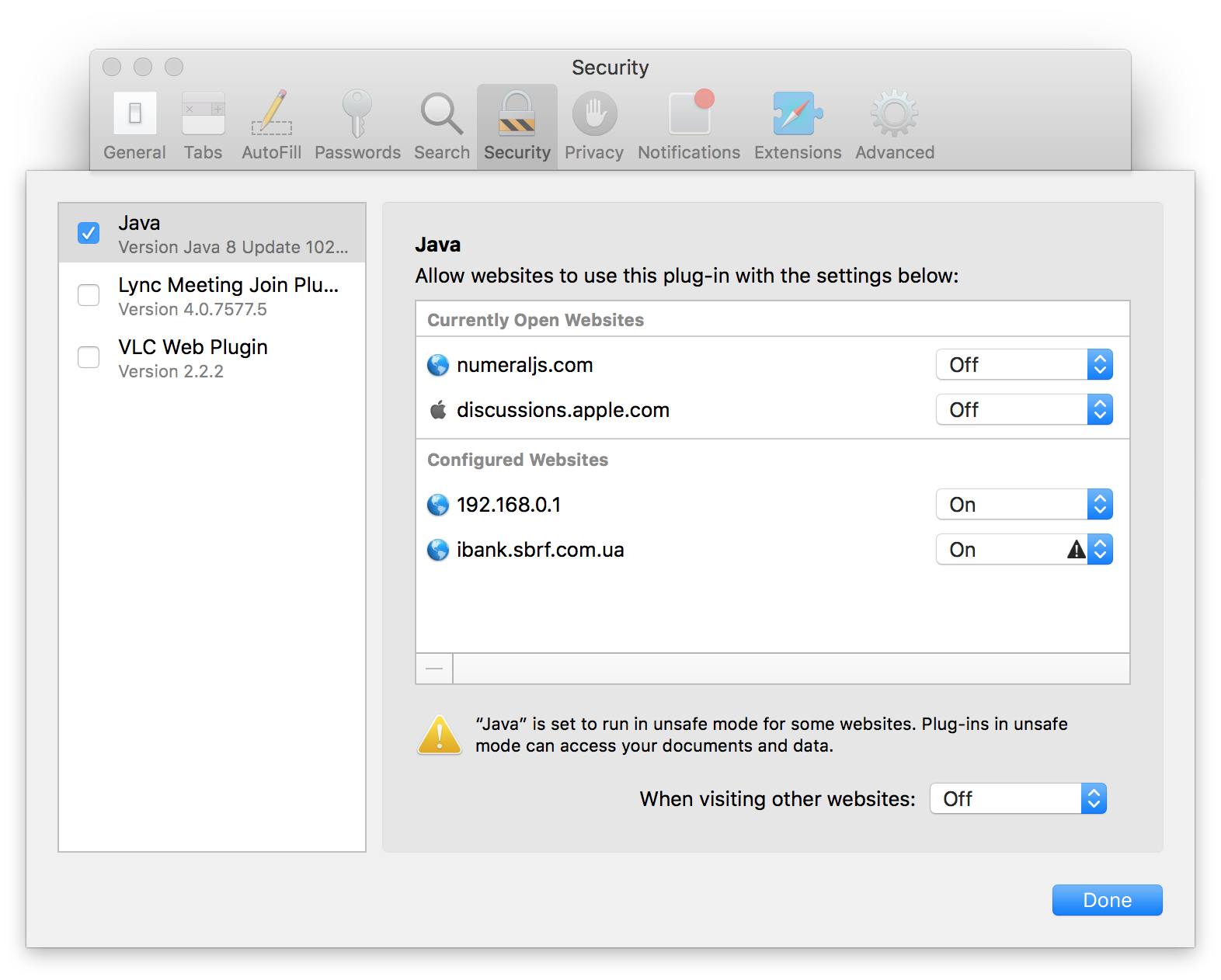 MacOS Sierra Safari Java running unsafe n… - Apple Community