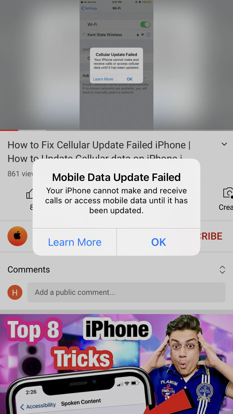 Cellular update is required to use mobile… - Apple Community