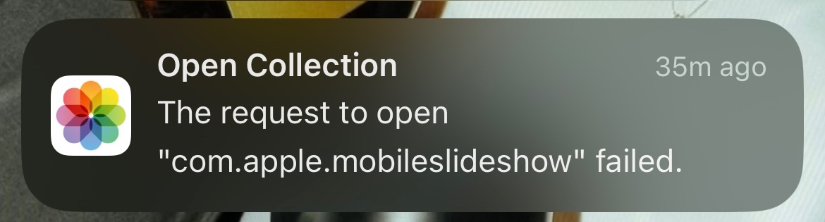 notification “Open collection” and detail… - Apple Community