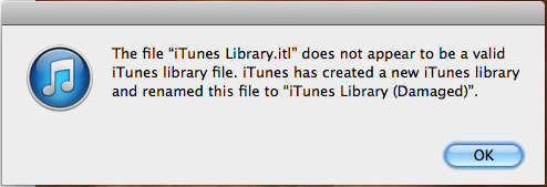 iTunes Library.itl does not appear valid - Apple Community
