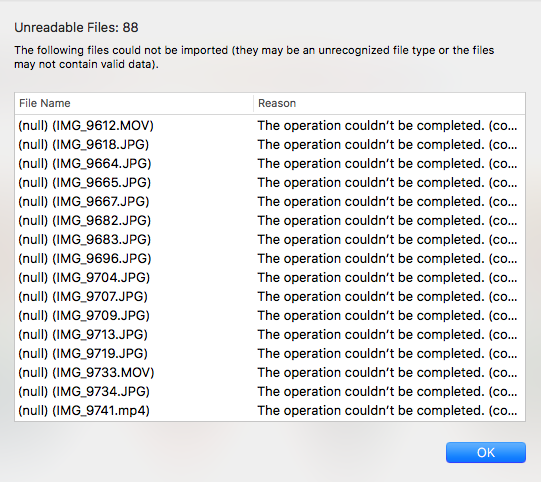 Importing photos partially works with unr… - Apple Community