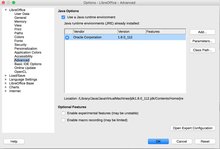 Java Runtime Environment Error for libreo… - Apple Community