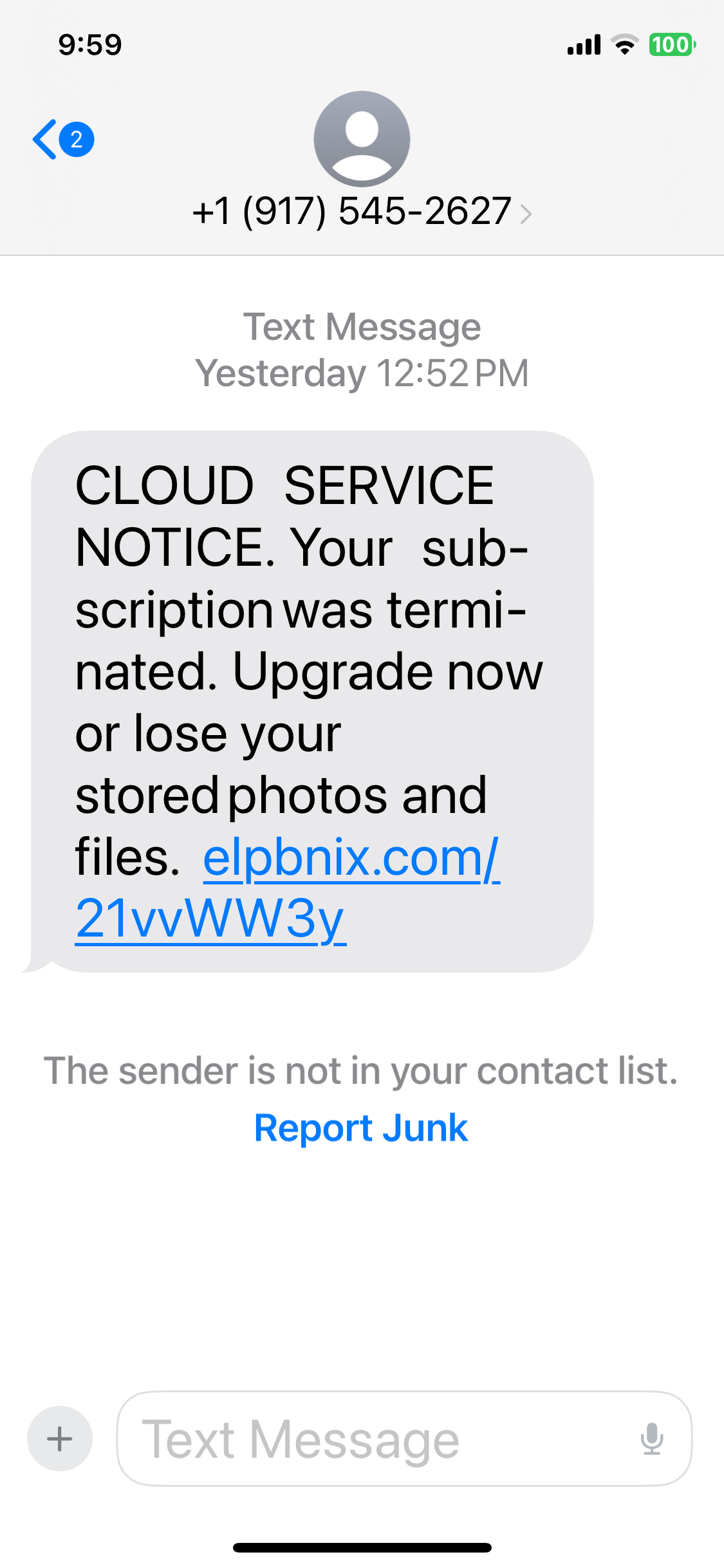 Text messages saying my cloud service has… - Apple Community