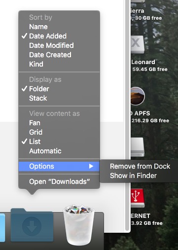 Downloads missing from dock - MacOS Mojave - Apple Community