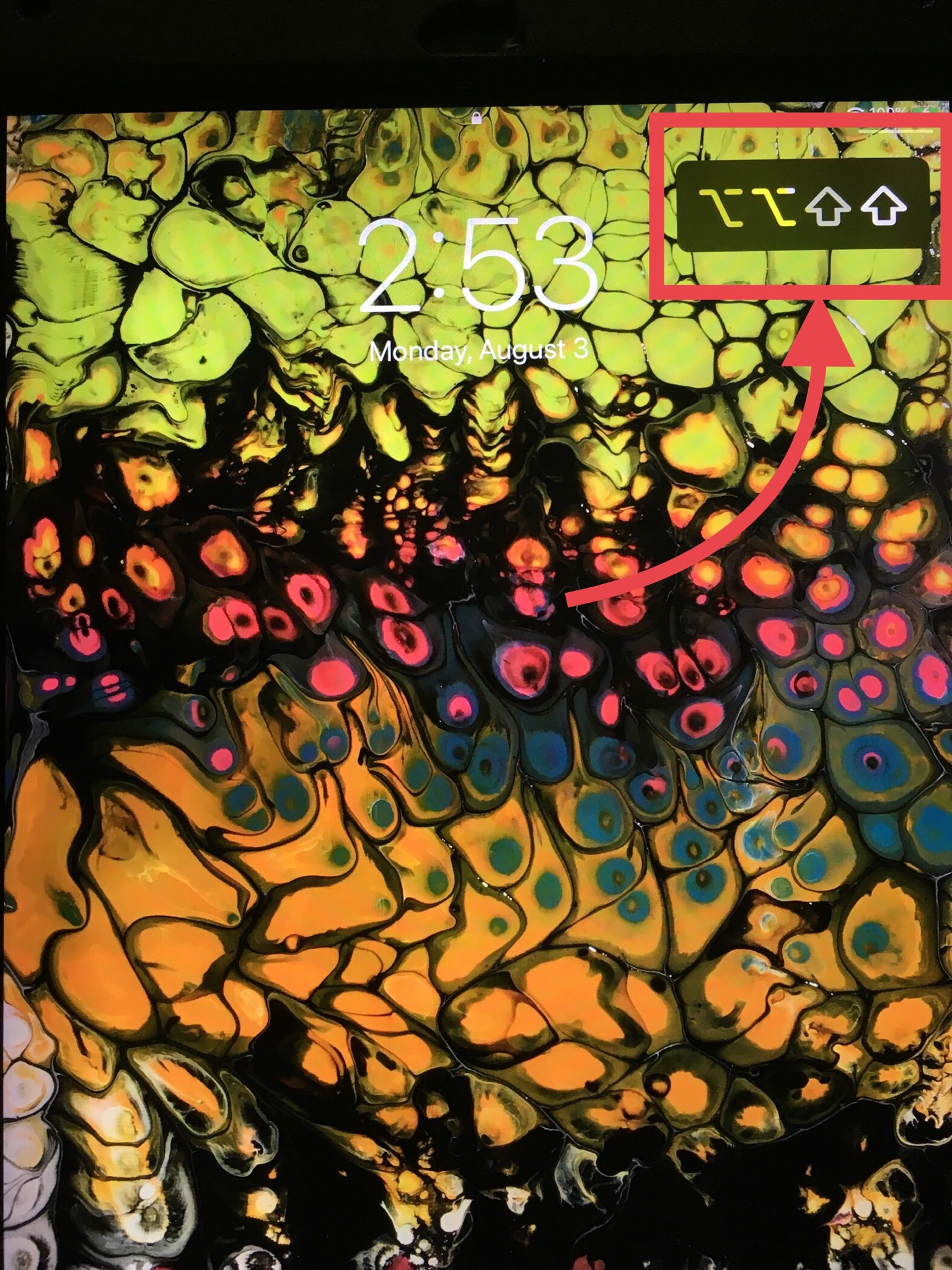 Strange alien symbols and arrows on iPad … - Apple Community