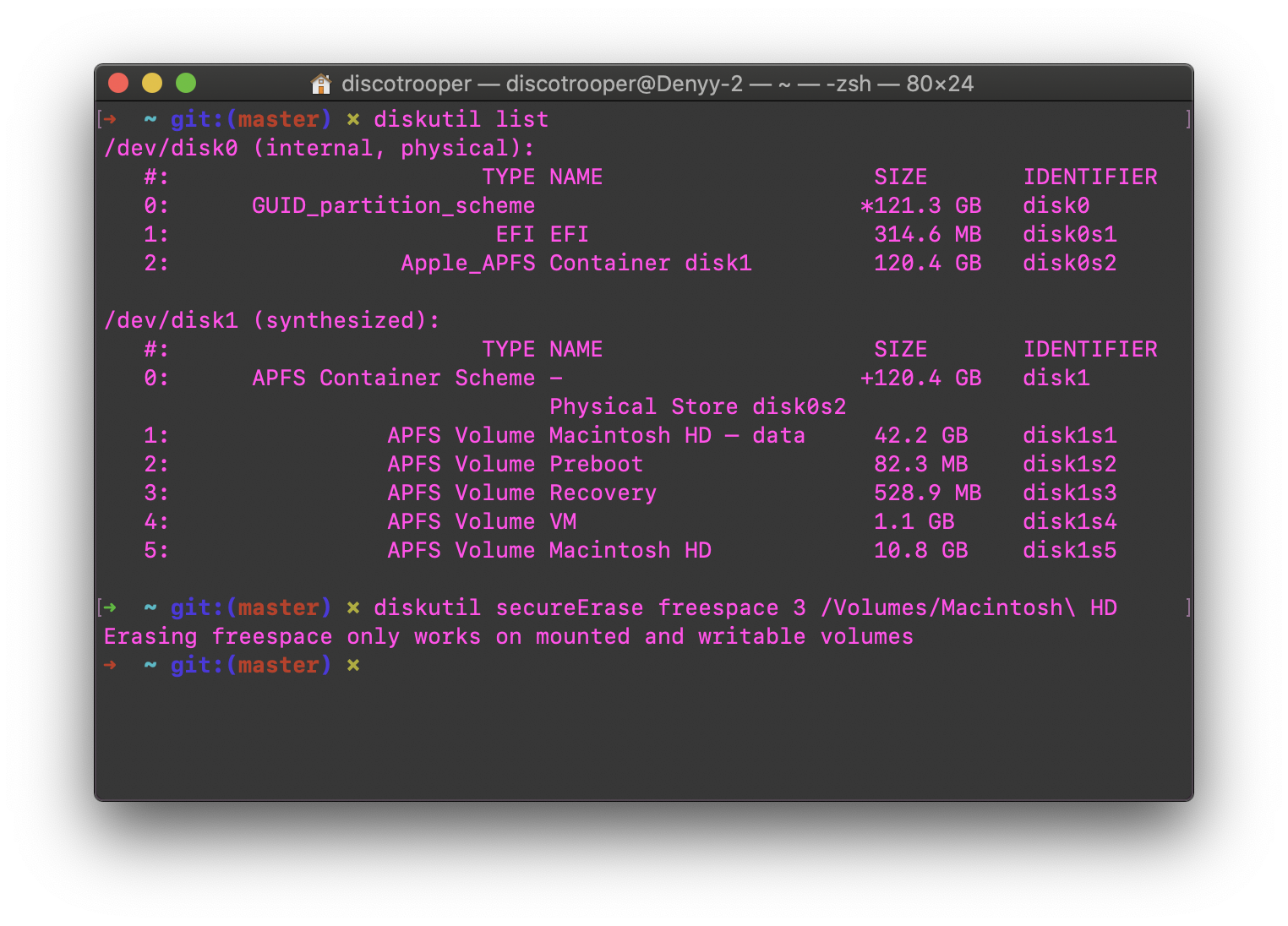 Terminal - diskutil secureErase freespace… - Apple Community