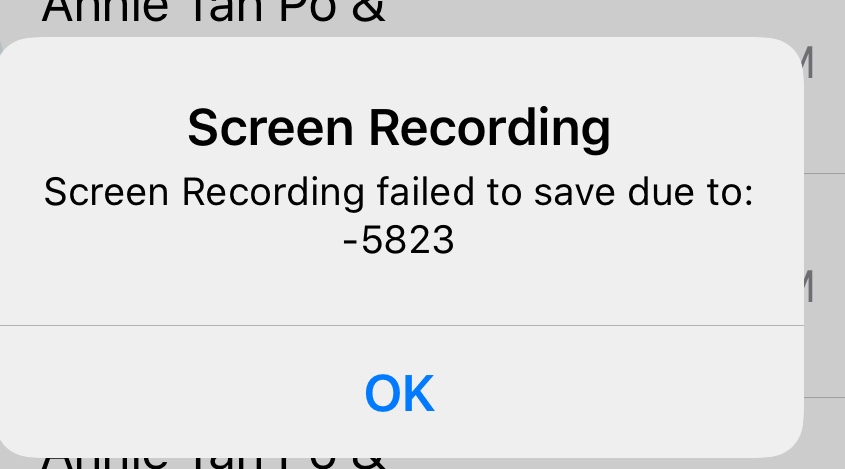 Screen recording failed to save due to:-5… - Apple Community
