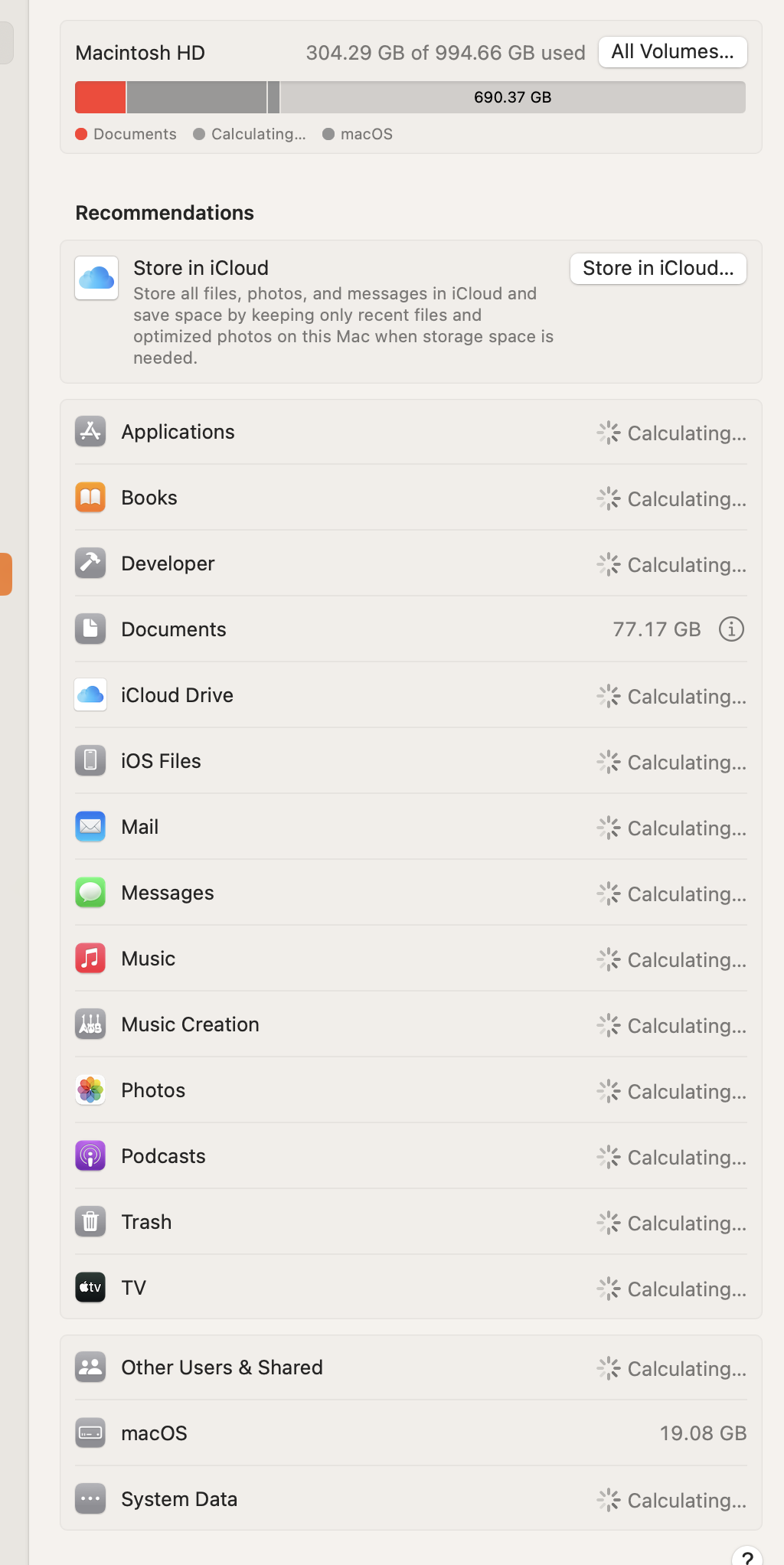Why is my Mac endlessly calculating stora… - Apple Community