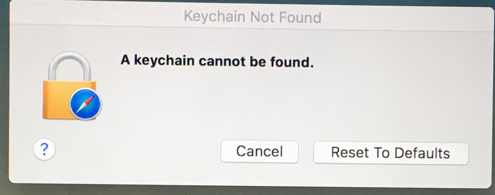 A Keychain cannot be found - Apple Community