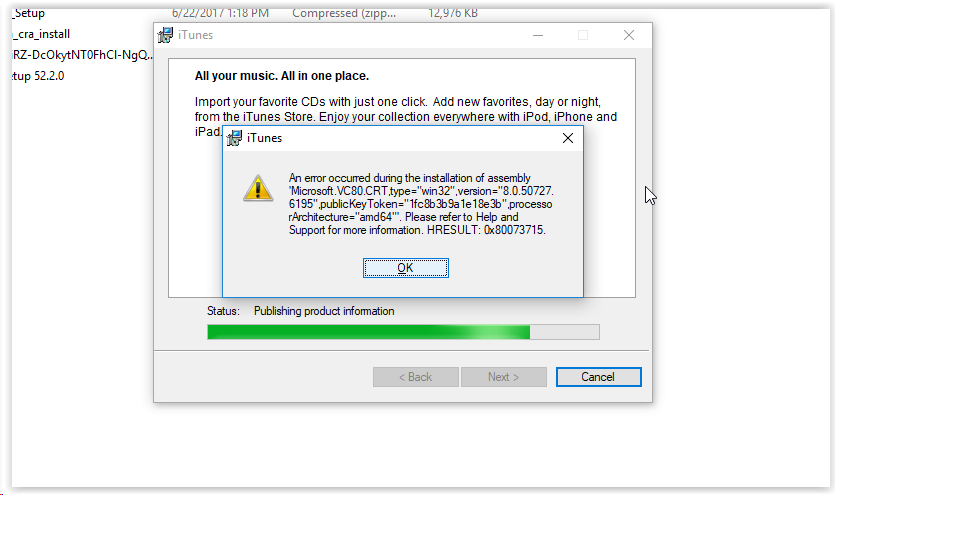 Getting an error when installing iTunes - Apple Community