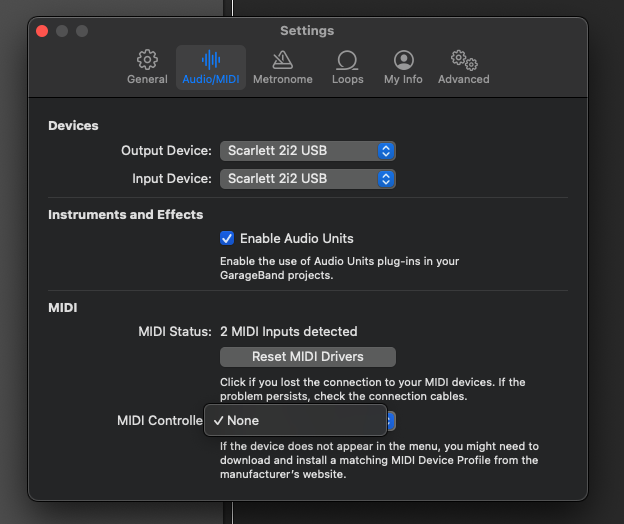 GarageBand not recognising my MIDI keyboa… - Apple Community
