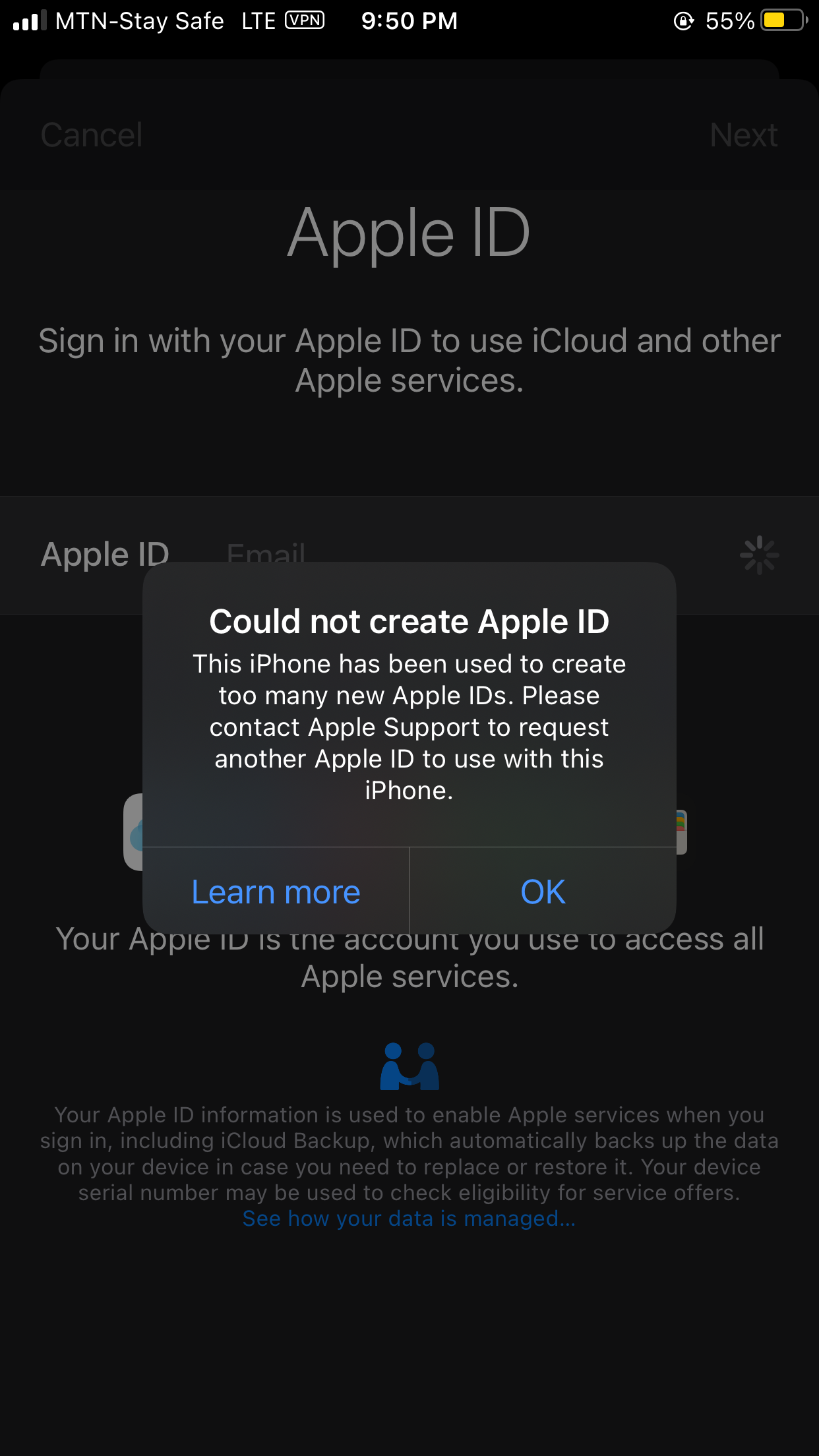 Allow my phone to create new Apple ID pls - Apple Community