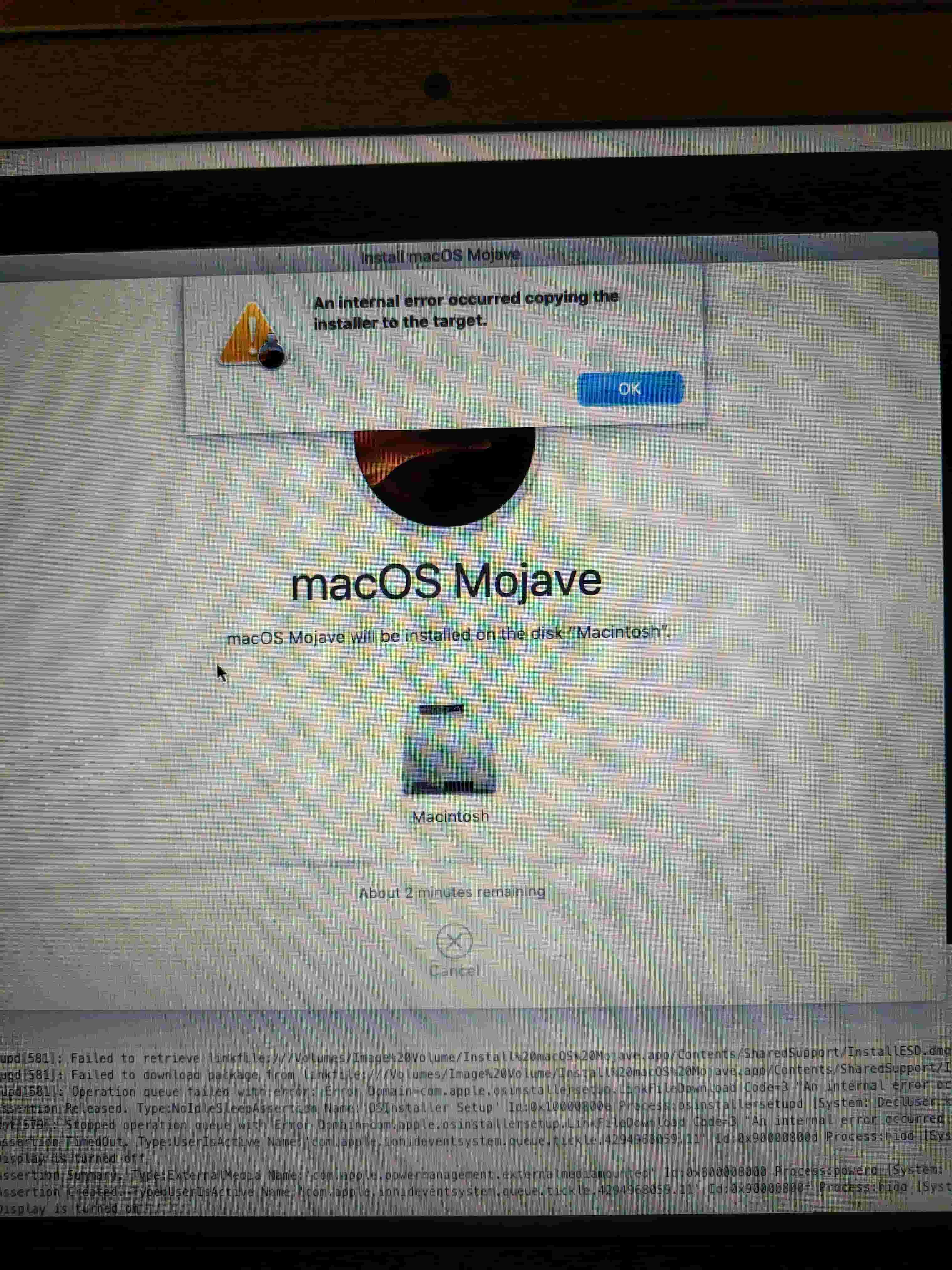 an internal error occurred copying the in… - Apple Community