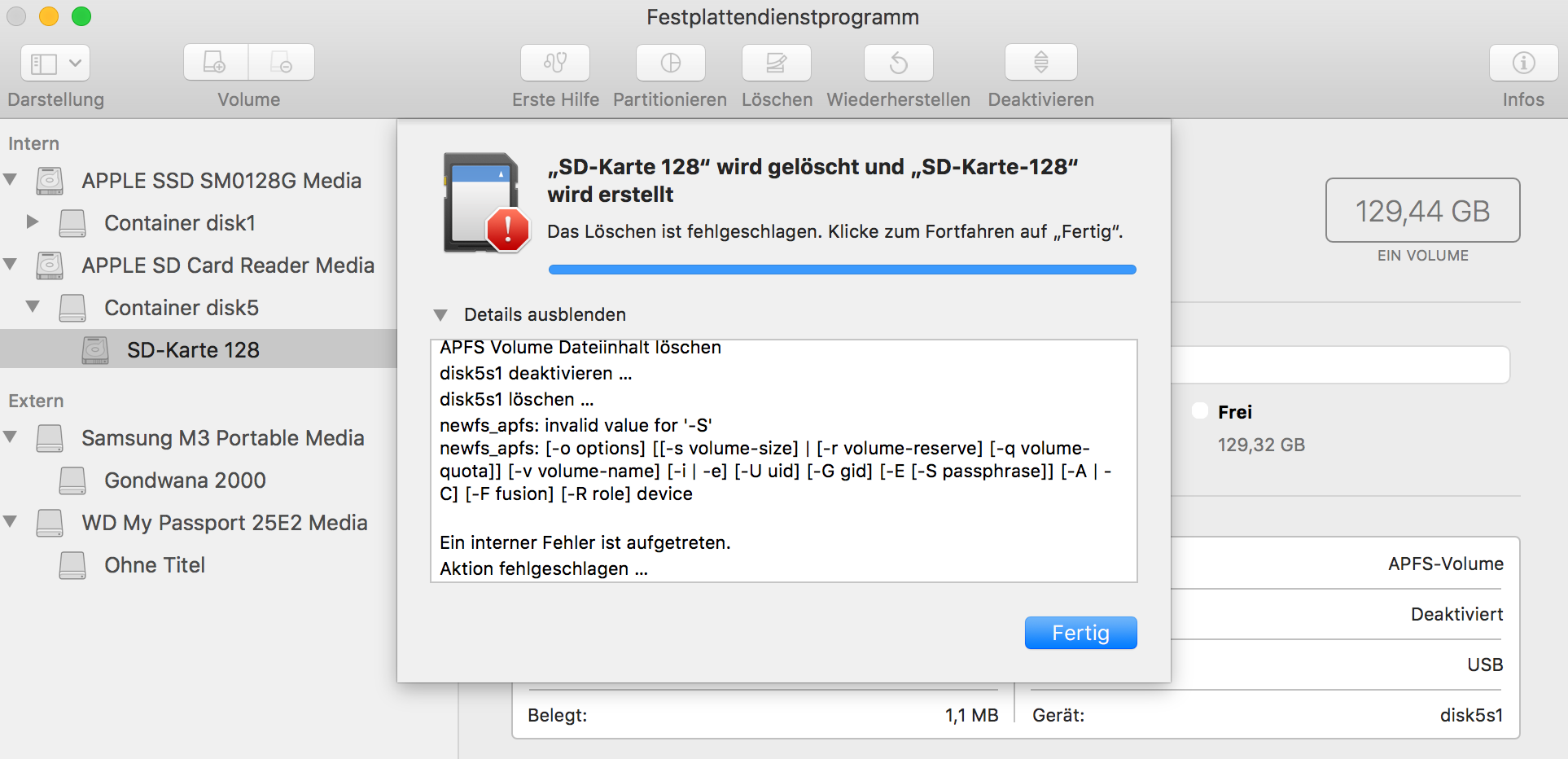 "APFS (encrypt)" of SD card fails - Apple Community