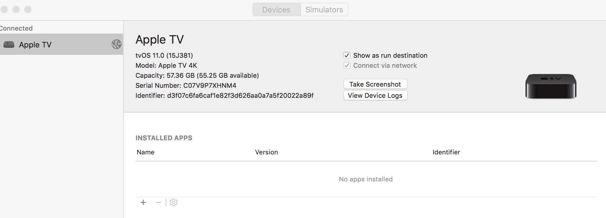 Record screen of Apple TV 4K, with XCode,… - Apple Community