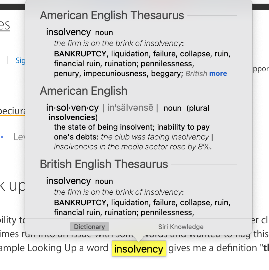 Look up a word within pop-up dictionary - Apple Community