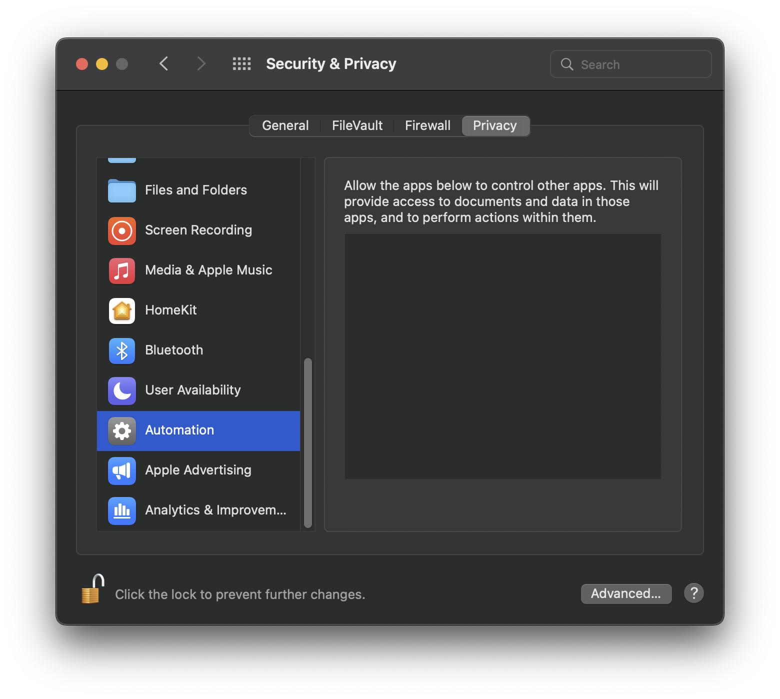 Automation privacy preferences unavailabl… - Apple Community
