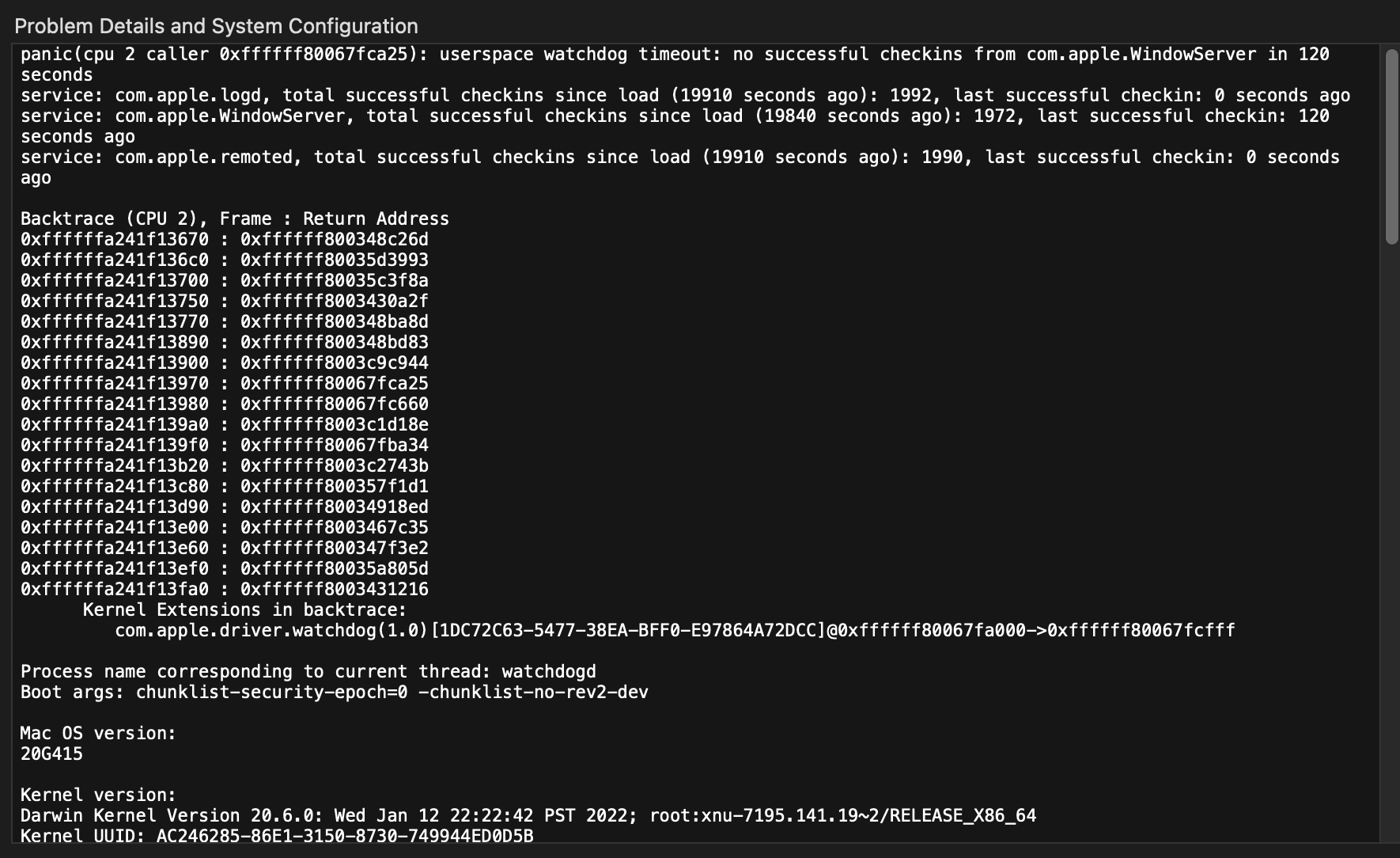 Super tired of kernel panics on my 2020 2… - Apple Community