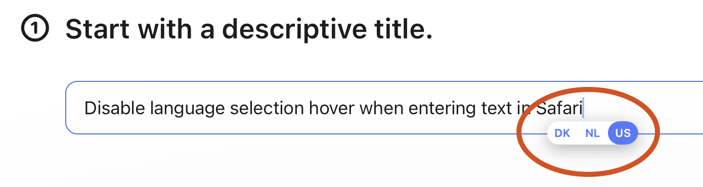 Disable language selection hover when ent… - Apple Community
