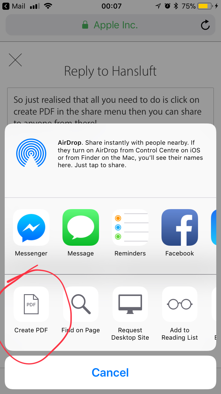 Sharing PDF's from Safari (ios11) - Apple Community
