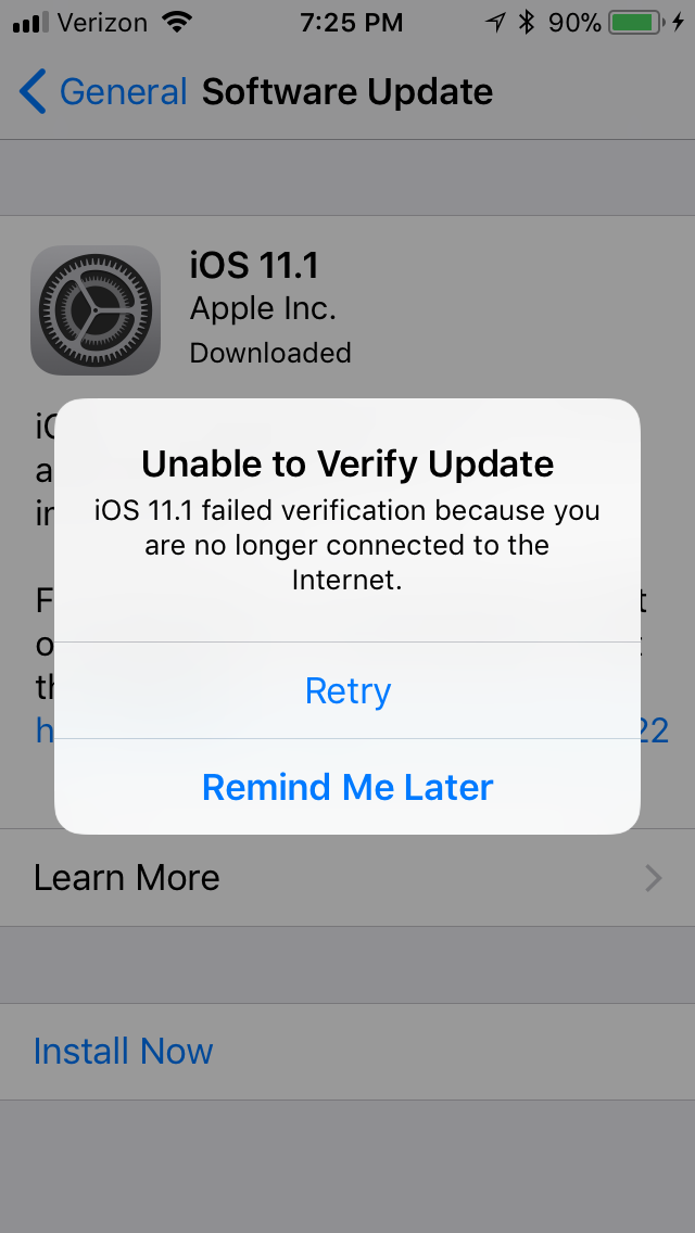 Unable Download Update 11.1 - Apple Community