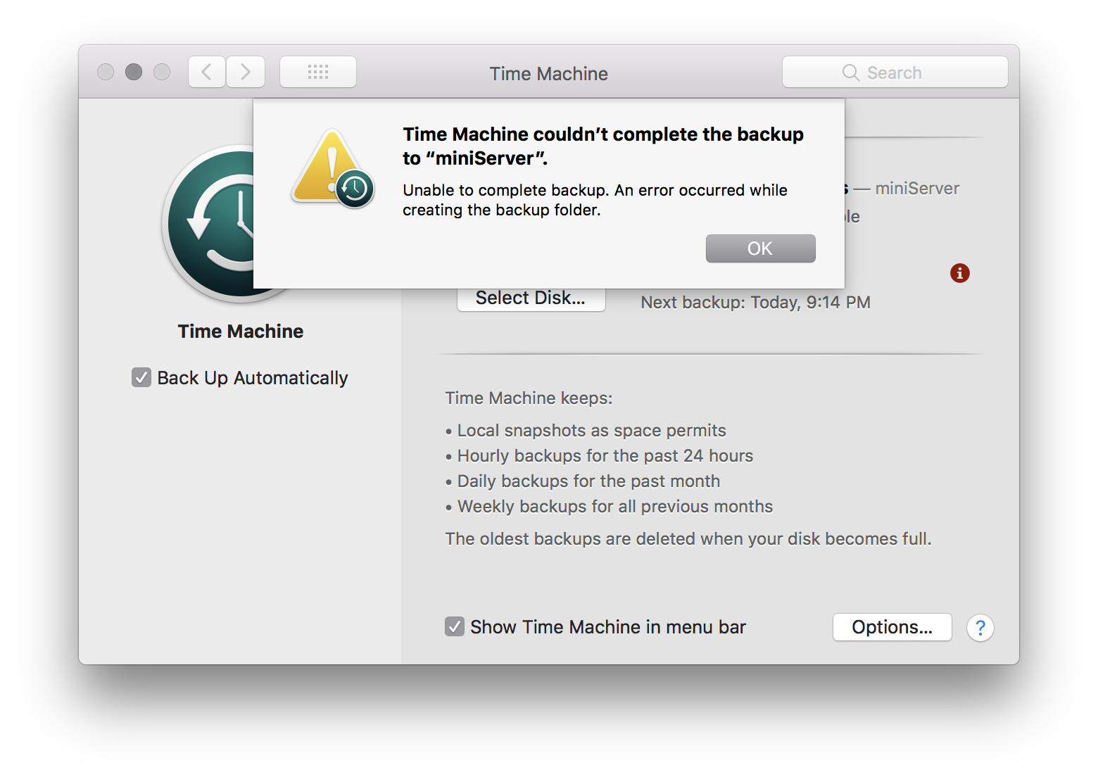 Time Machine backups failing after High S… - Apple Community