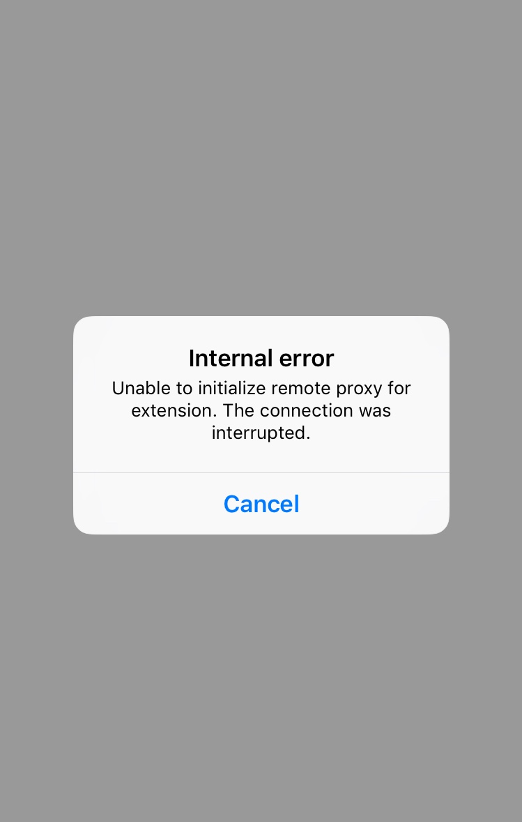 Unable to initialize remote proxy for ext… - Apple Community