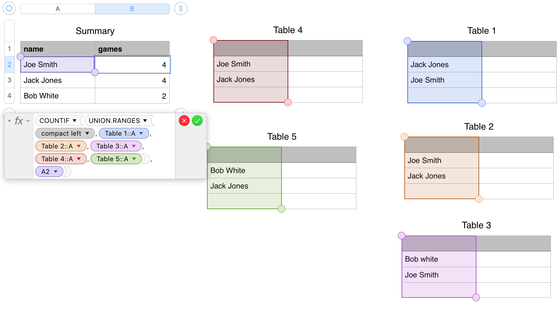 Referencing multiple tables in Numbers - Apple Community