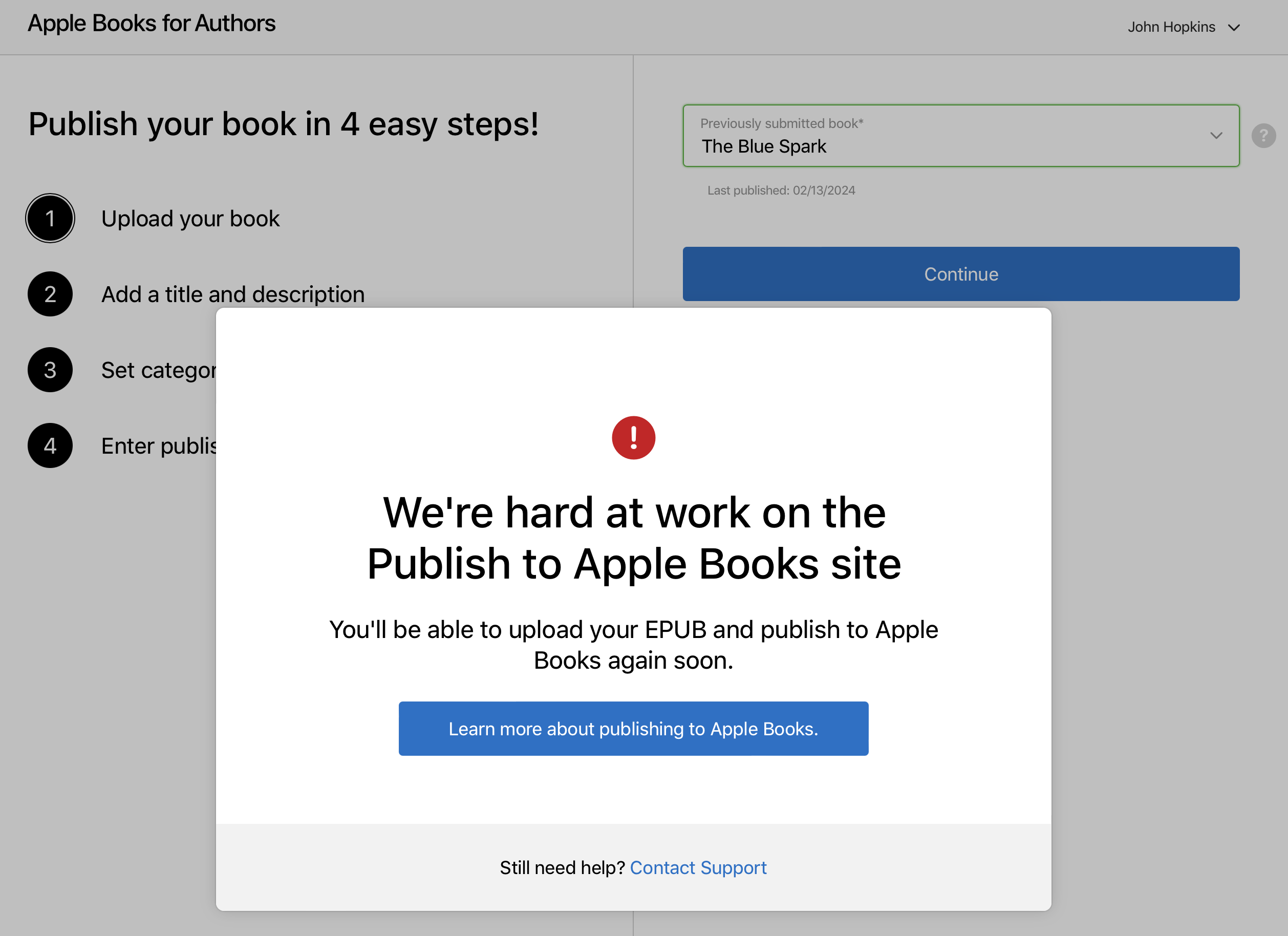 Trouble uploading book content to Apple B… - Apple Community