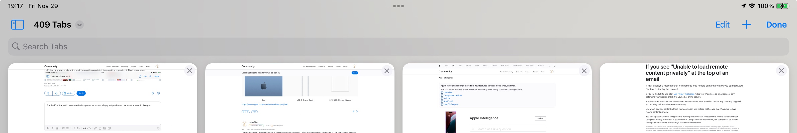 Searching for open tabs in iPad Safari iO… - Apple Community