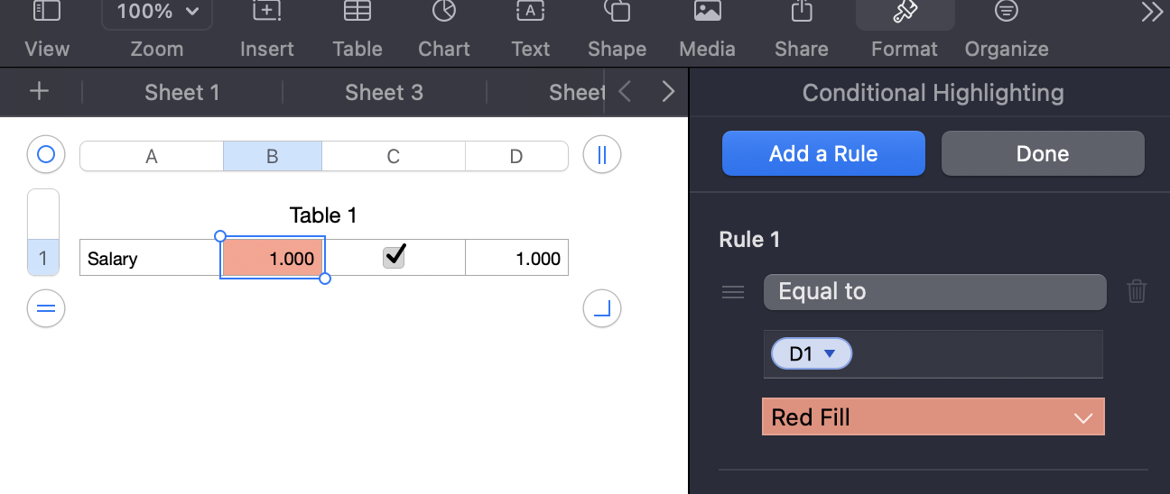 Create conditional formatting in a second… - Apple Community