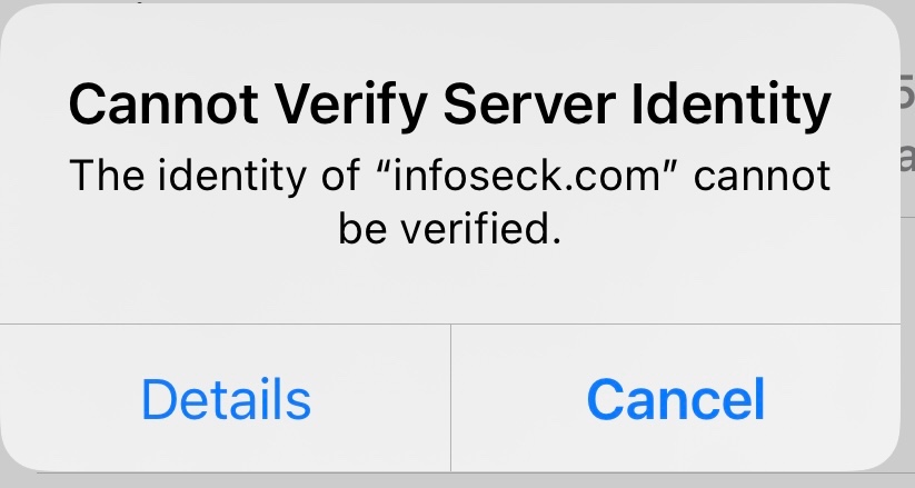 Cannot Verify Server Identity The identit… - Apple Community