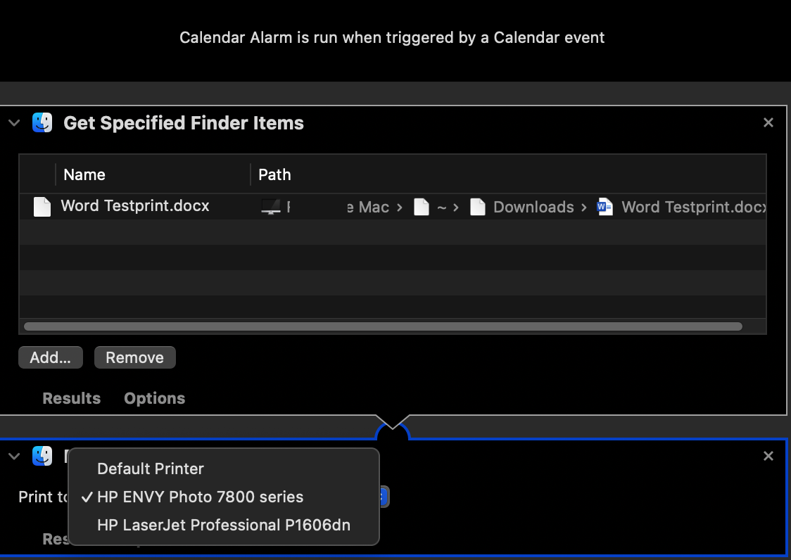 Automator prints to wrong printer. - Apple Community