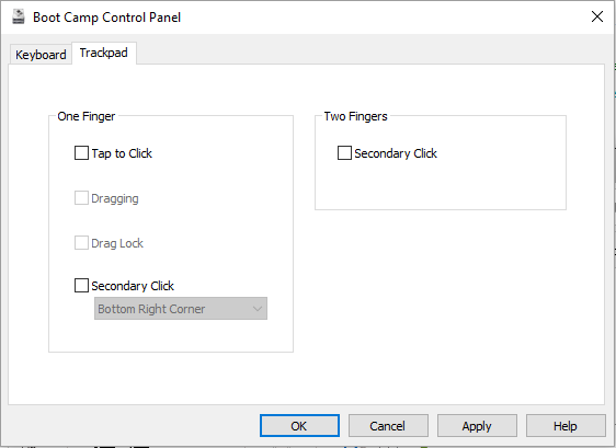 Boot Camp Control Panel Trackpad Tab Sett… - Apple Community