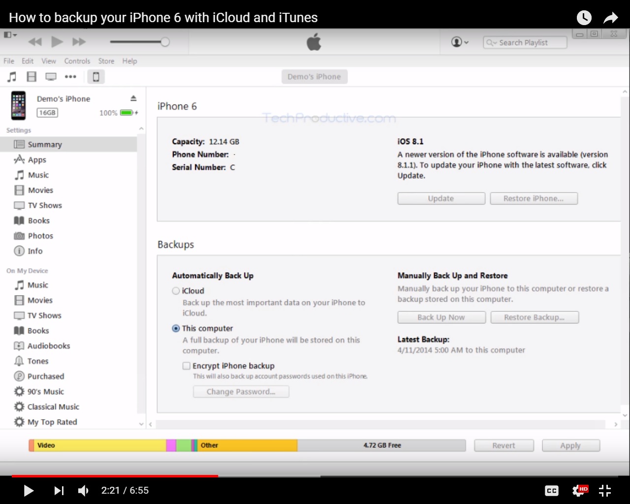 Backup iPhone 6 via iTunes - Apple Community
