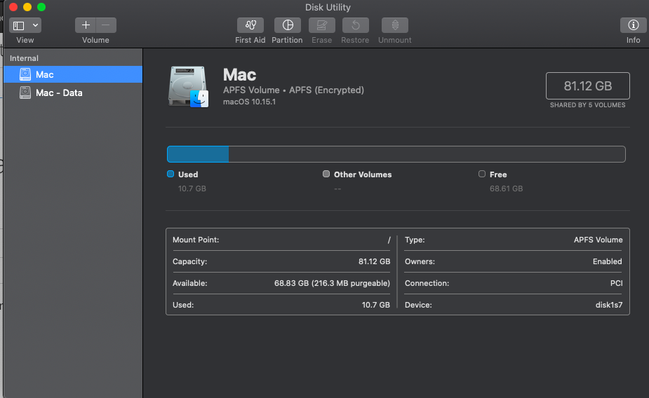 Mac Catalina : How can I merge 2 partitio… - Apple Community