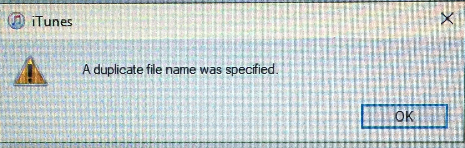 A duplicate file name was specified - Apple Community