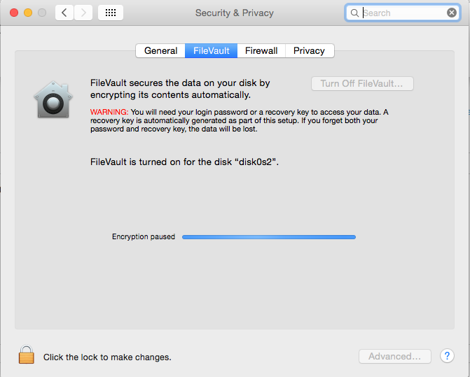 FileVault Encryption Paused - Apple Community