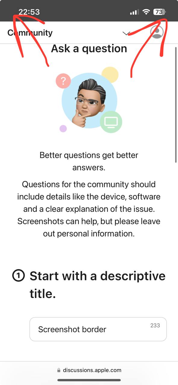 Screenshot border - Apple Community