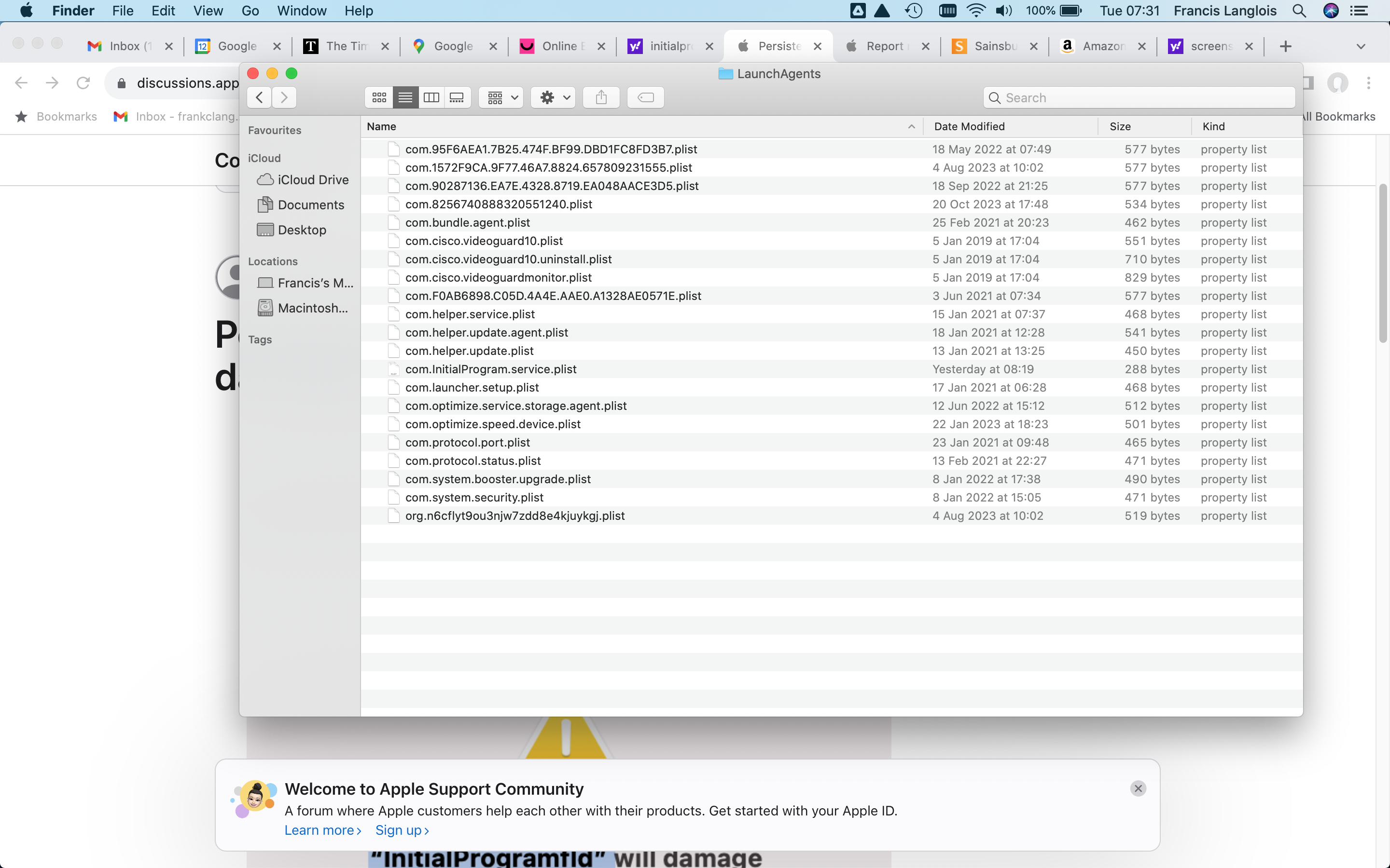 Persistent warning message. “InitialProg… - Apple Community