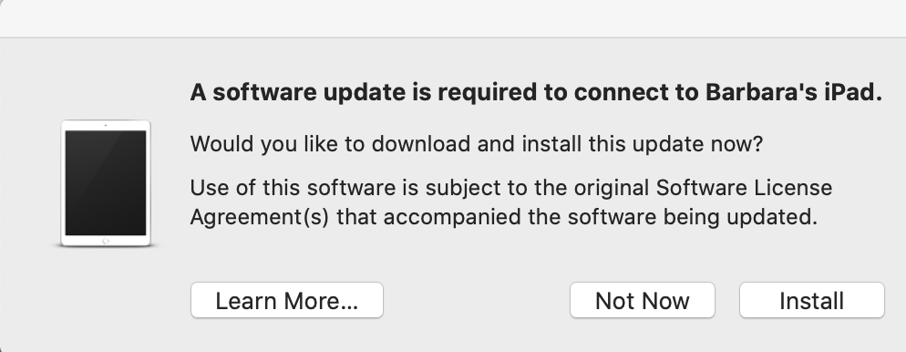 iPad plugged into mac "A software update … - Apple Community
