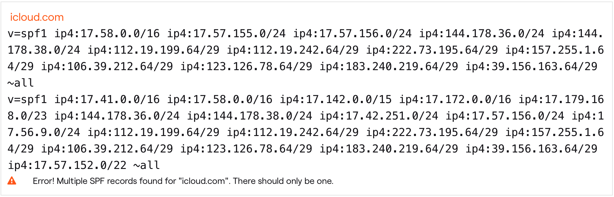 Broken SPF record on iCloud.com - Apple Community