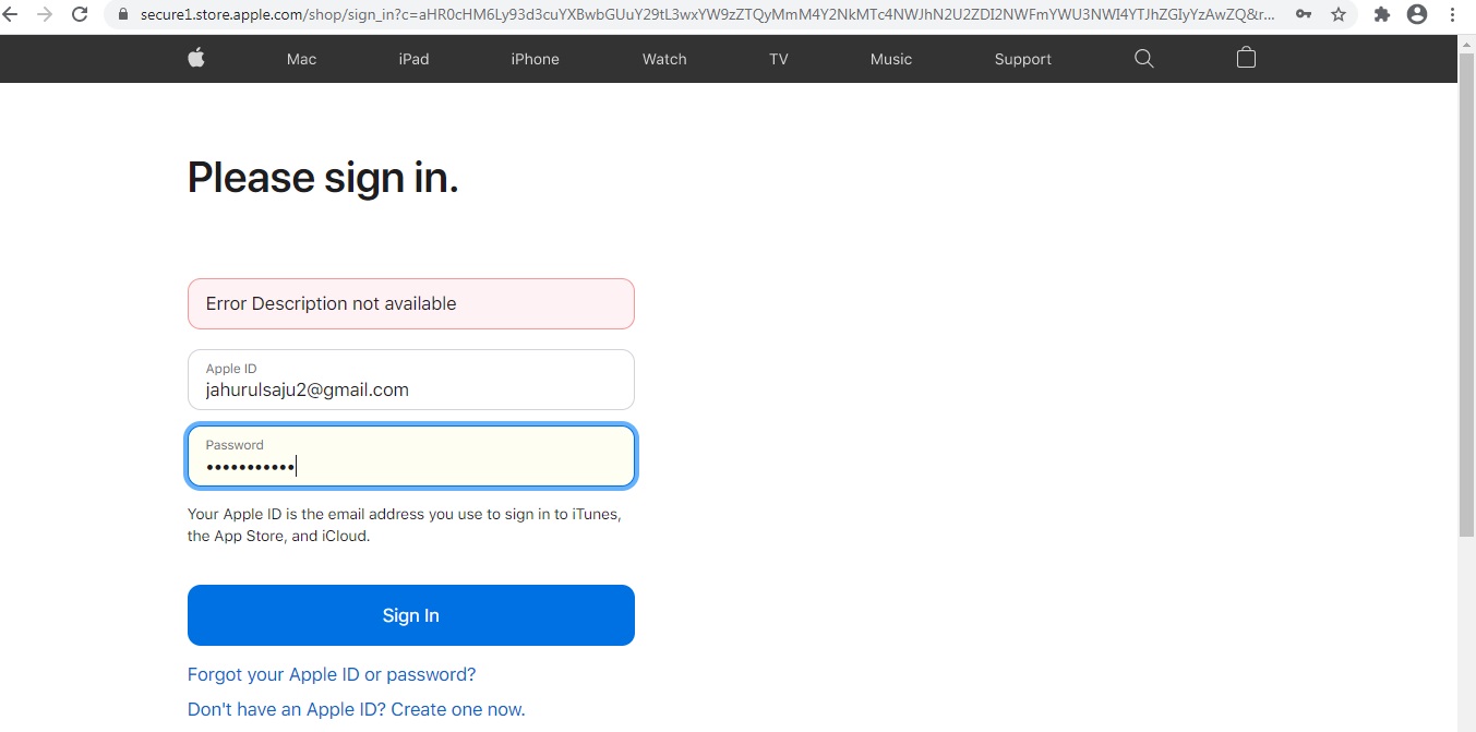 Error Description not available - Apple Community