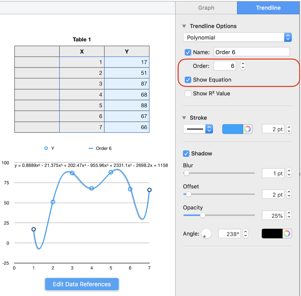 Numbers for Mac polynomial trendline not … - Apple Community