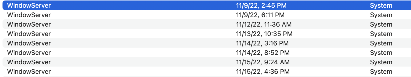 windowserver quit unexpectedly - Apple Community