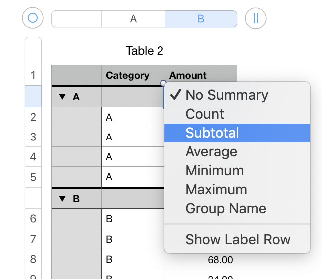 Sum Subtotals in Numbers spreadsheet - Apple Community