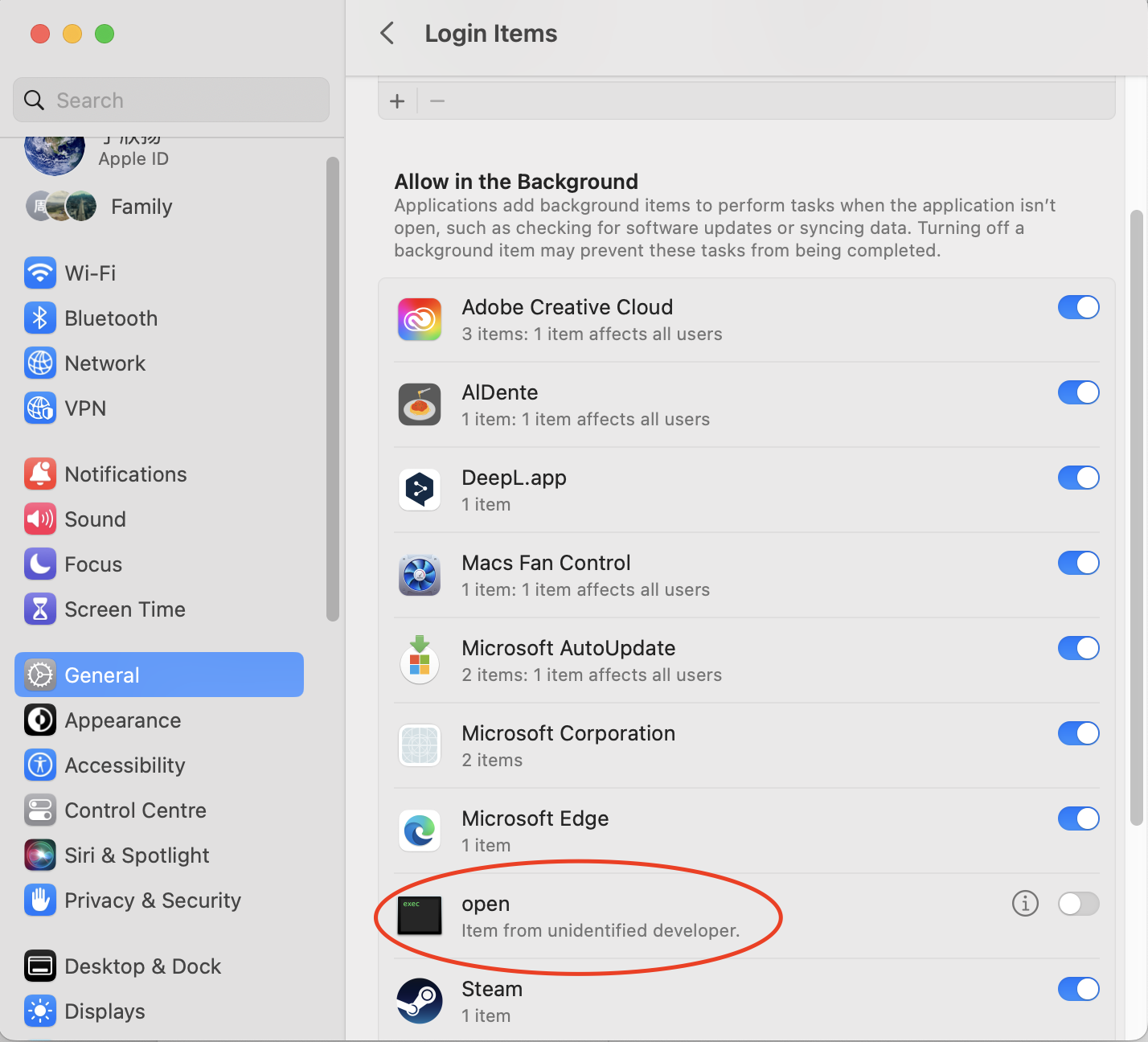 What is the 'open' program in Login Items… - Apple Community